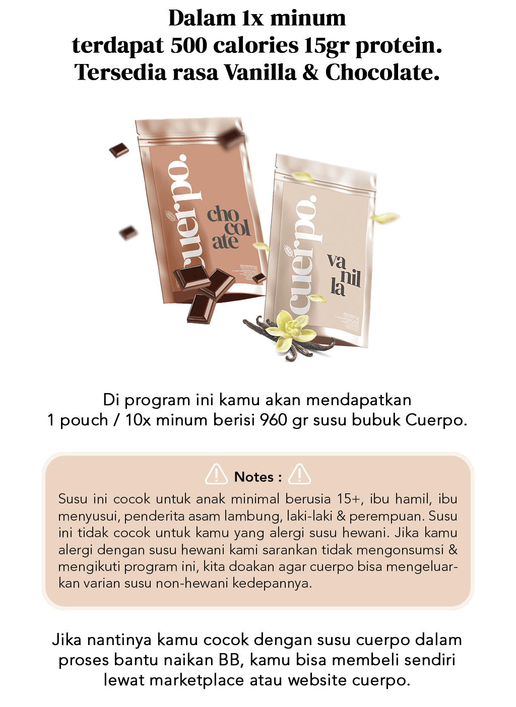 Susu cuerpo – Susu Cuerpo adalah susu penggemuk badan dengan sereal tinggi protein & kalori