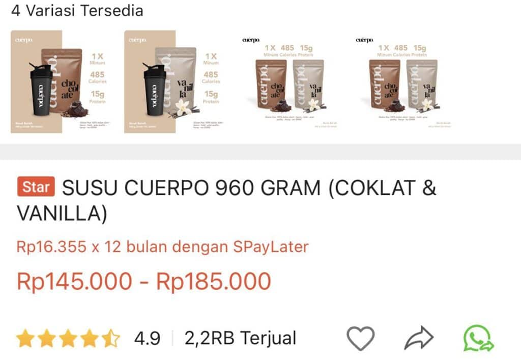 Susu cuerpo – Susu Cuerpo adalah susu penggemuk badan dengan sereal tinggi protein & kalori